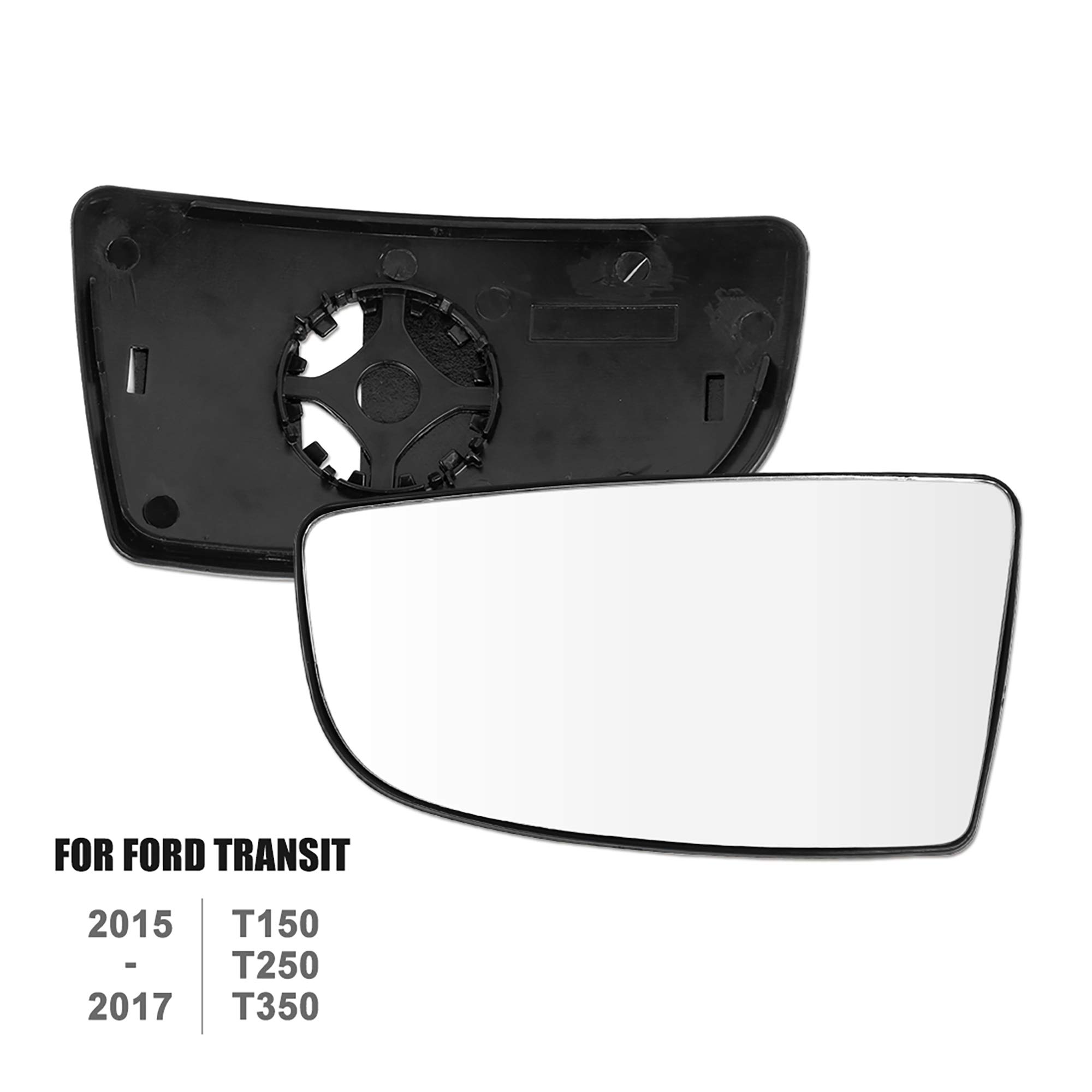 uxcell Driver Left Side Convex Mirror Replacement Lower Glass with Plate for Ford Transit 150 250 350 2015-Onward