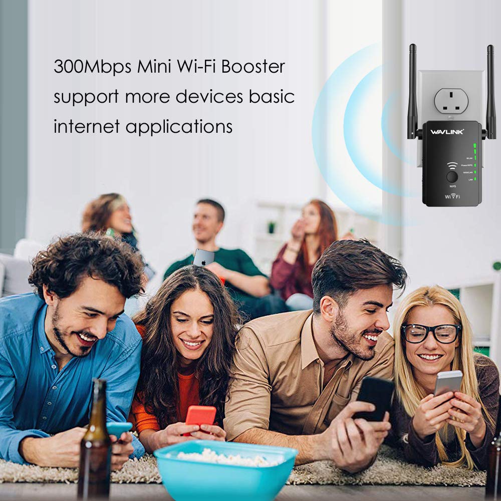 Wavlink N300 Universal Range Extender/Wireless Router with 2 External Antennas -Black