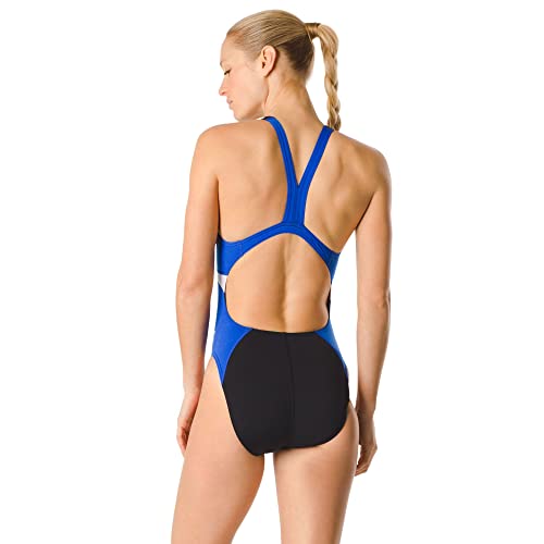 Speedo Women's Swimsuit One Piece Endurance+ Super Pro Color Block Adult Team Colors,Black/Blue,28