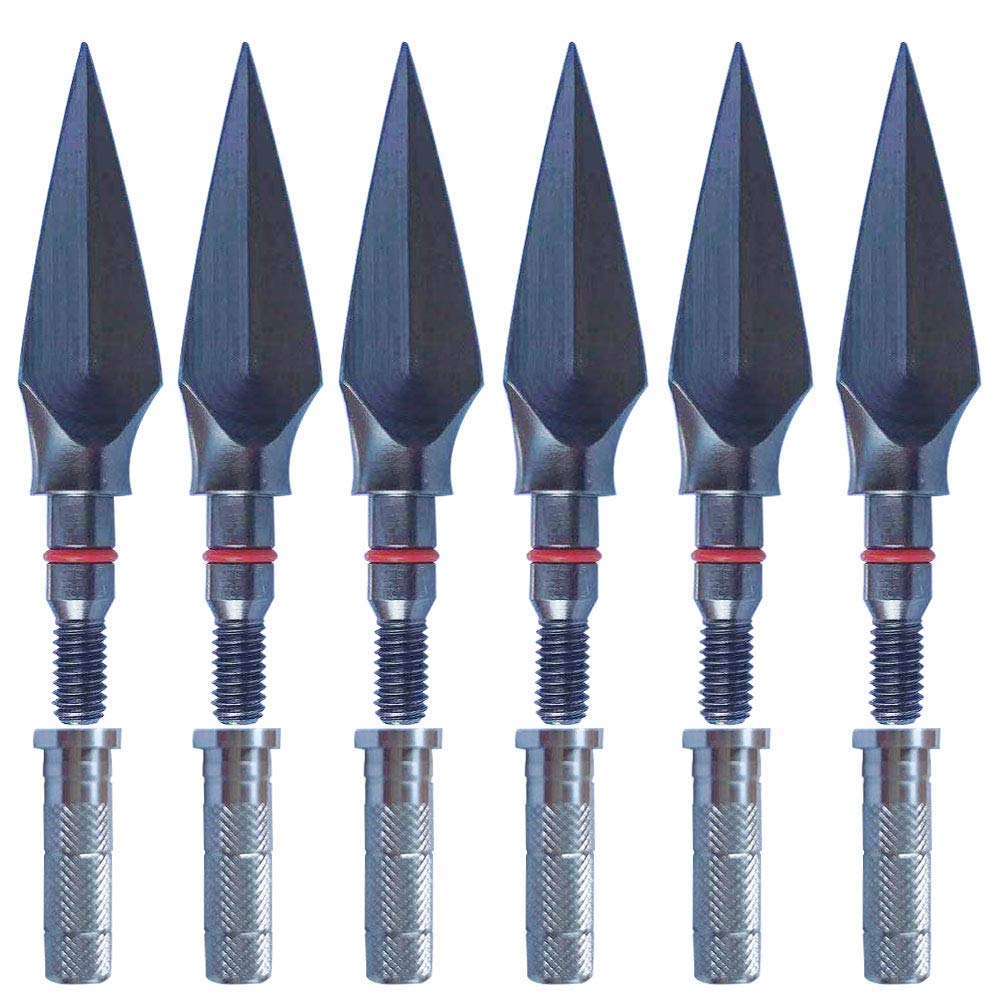 TG Broadheads Hardening Traditional Hunting Arrow Head 125 Grain Archery Screw-in Broad Heads,Pack of 6