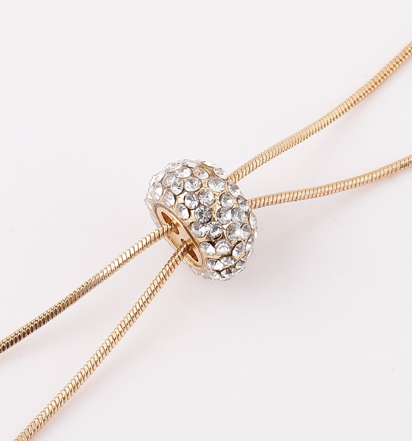 Tassel Pendant Lariat Y Necklace Long Snake Chain Necklaces with Adjustable Crystal Slider Ball