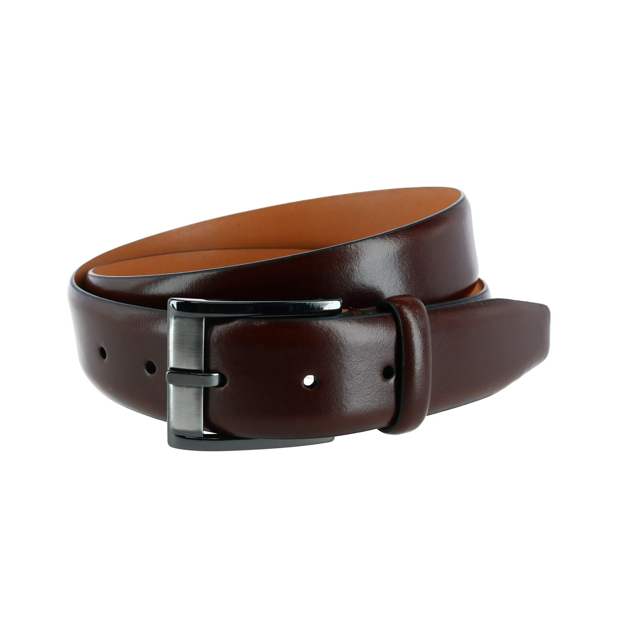 Trafalgar Men's Cameron 35mm Burnished Leather Dress Belt, 34, Burgundy