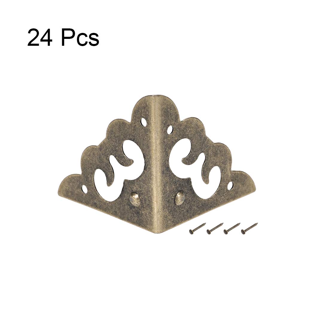 uxcell Metal Box Corner Protectors Wooden Box Edge Guard Protector Bumpers Furniture Corner Guard 30 X 30 X 30mm Bronze Tone 24pcs