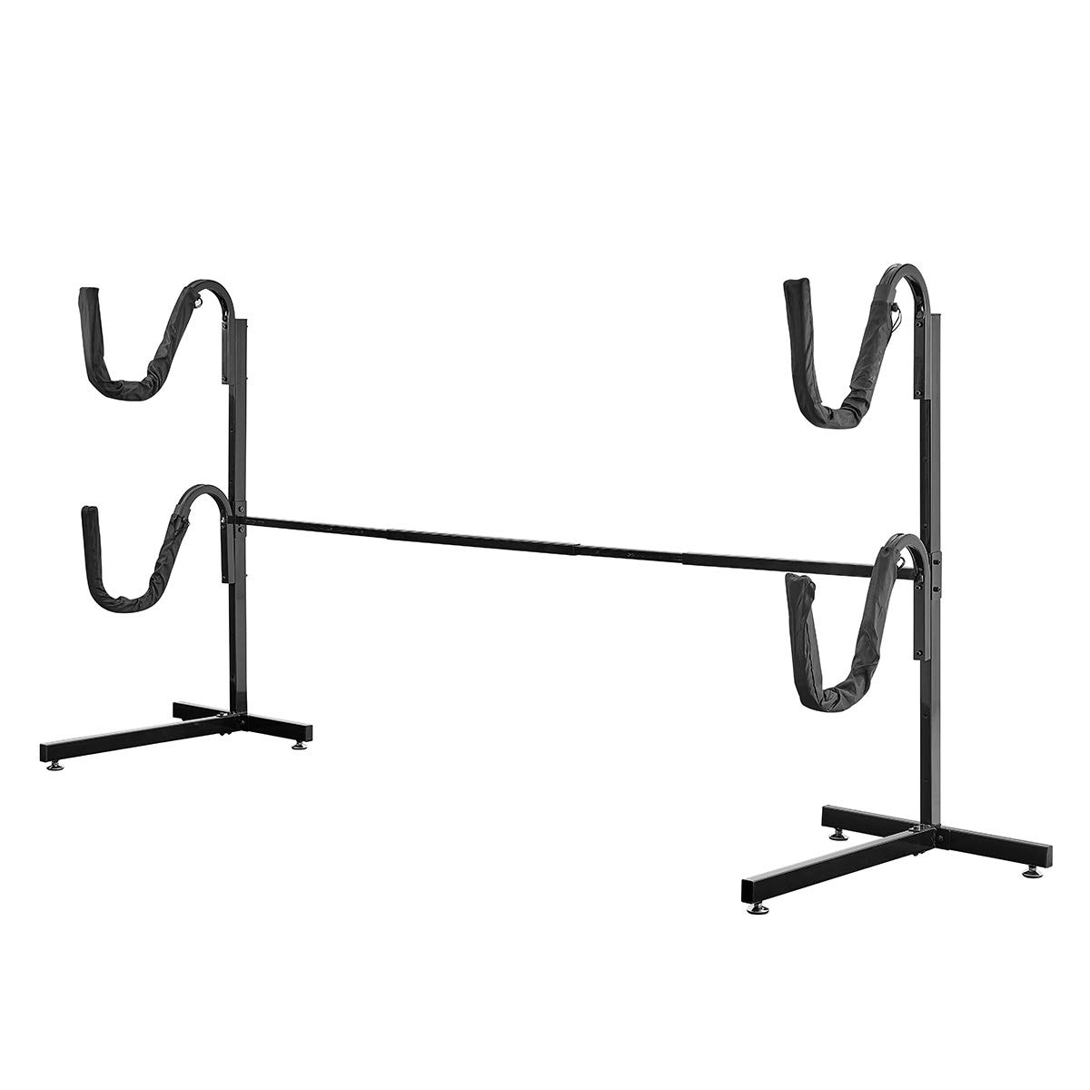 XtremepowerUS Deluxe Freestanding Kayak Rack Heavy Duty Dual Kayak Storage Rack Height Adjustable Carrier Stand for Kayaks SUP Paddle Boards and Canoes, Max Load 175 Lbs