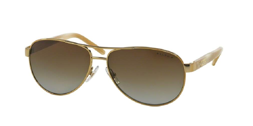 Ralph Lauren RA4004 101/T5 59M Gold/Cream/Brown Gradient Polarized Pilot Sunglasses For Women+ BUNDLE With Designer iWear Eyewear Kit