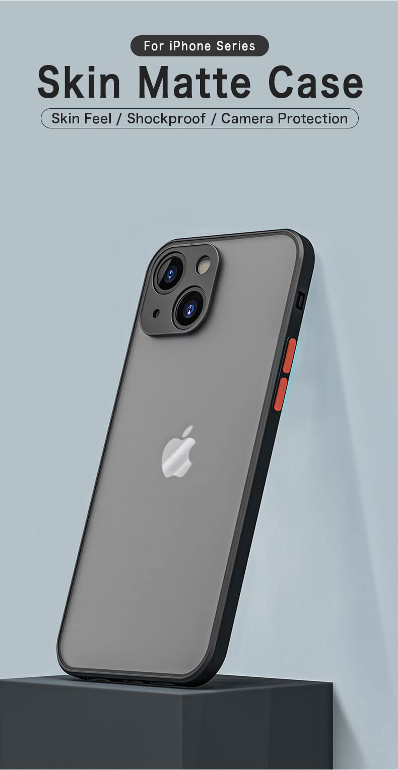 Topwin Matte Case for iPhone 14 Pro Max 6.7'', Translucent Shockproof Hard PC Back with Soft Silicone Bumper Full Camera Lens Protection Cover for Apple iPhone 14 Pro Max 6.7 inch 2022 (Black)