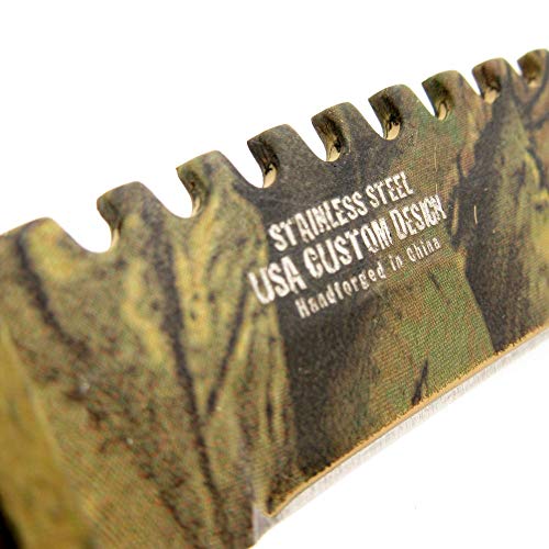 Survivor HK-690CA Fixed Blade Survival Knife, Camo Double Reverse Serrated Blade, Camo Metal Handle, 8-1/2-Inch Overall