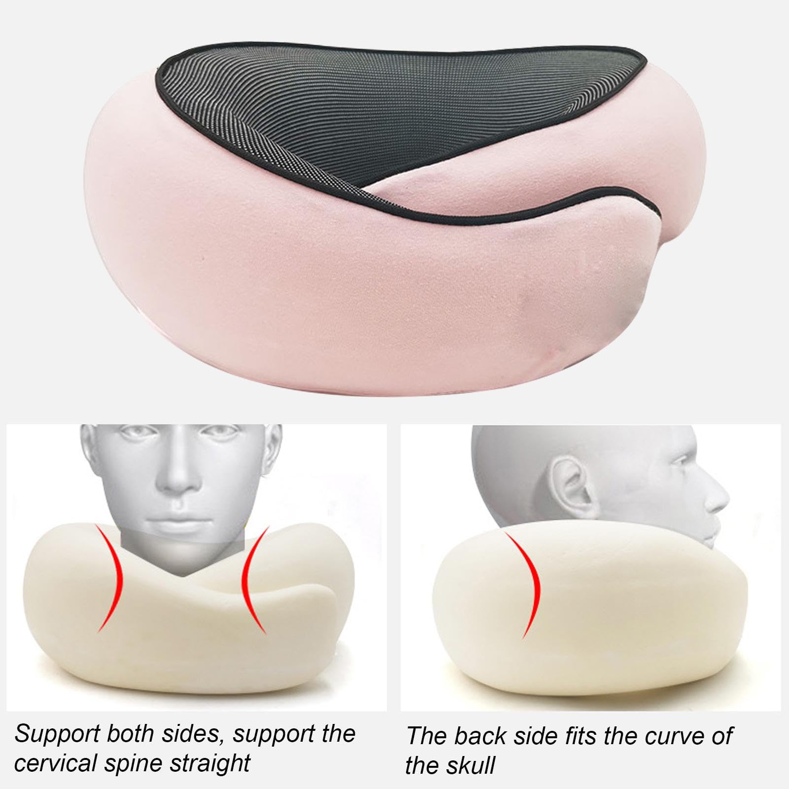 RIYES Travel Neck Pillow, Soft Memory Foam Neck Pillow for Adults, Memory Foam Neck Support Pillow, Comfortable Head Cushion Support Neck Pillow Accessories for Sleep Rest Airplane