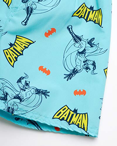 Warner Bros. Boys' Batman 2 Pack UPF 50+ Swim Trunk Shorts - Batman, Justice League (Toddler/Boys), Size 2T, Batman Blue Print/Yellow Blue
