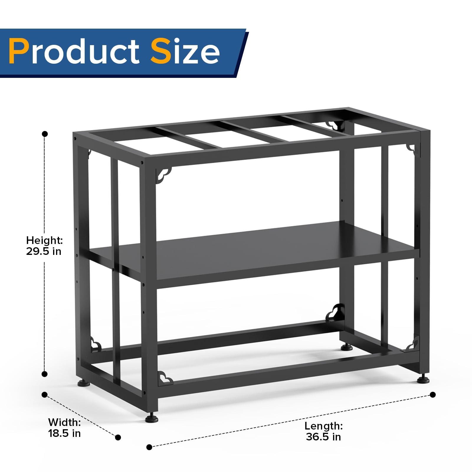 Tocretoare Fish Tank Stand 40 Gallon, Metal Aquarium Stand, Double-Layer Storage Design, Suitable for Home and Office Use, 660LBS Capacity, Black (Tank not Included) (SKU000671)