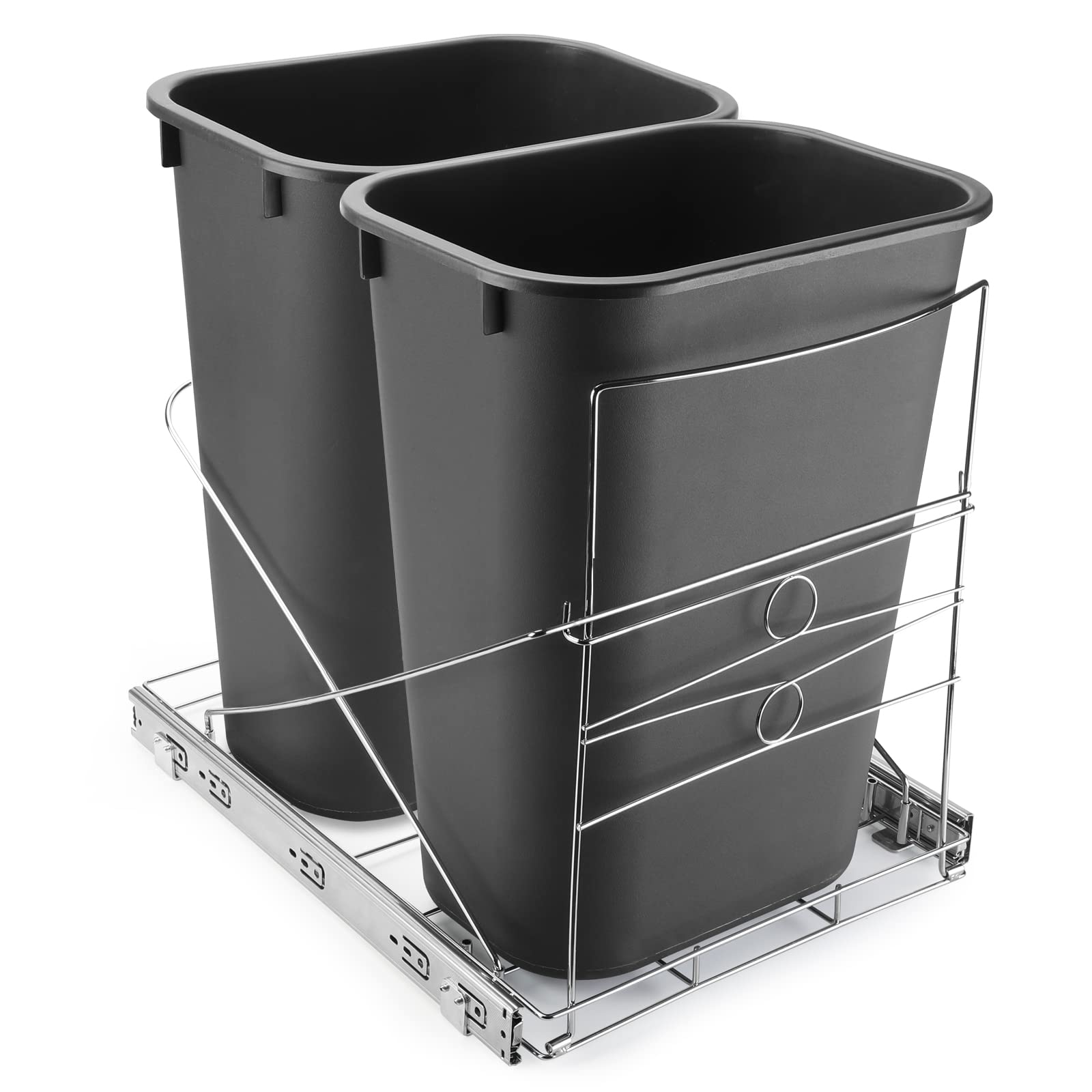 ThyLove Adjustable Under Cabinet Trash Can Organizer, Steel, 11 Gallon Capacity, Single B