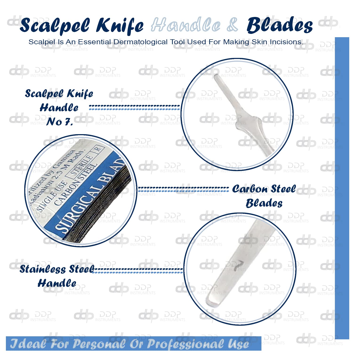 Scalpel Knife Handle #7 with 30 STERILE Blades #10#11#15 (DDP Brand)