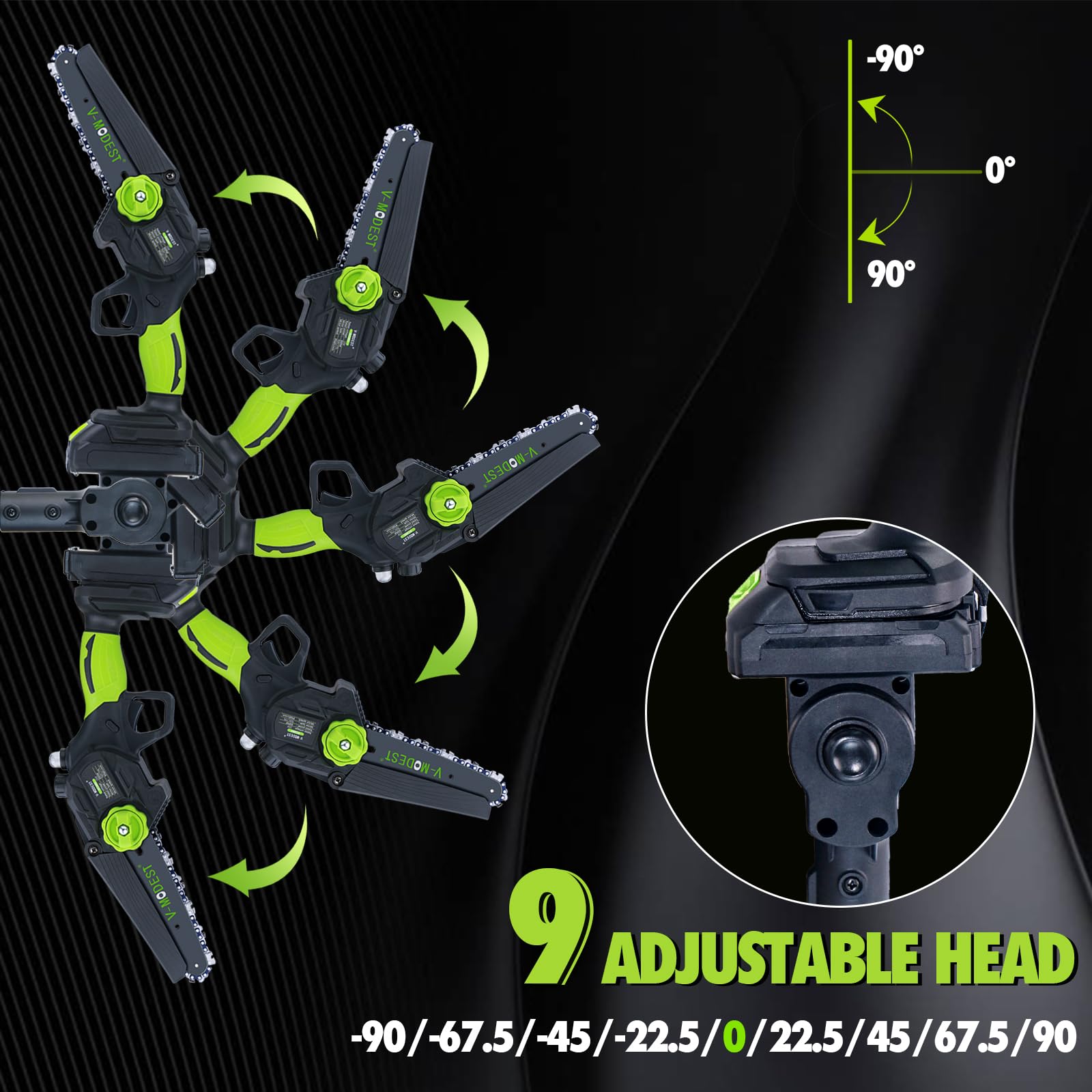 V-MODEST Mini Chainsaw Cordless 6 in. with Automatic Oiler Security Lock Low-kickback, Battery Powered Small Handheld Electric Chain Saw Left or Right Handed Use, for Branches Pruning Wood Cutting 21V