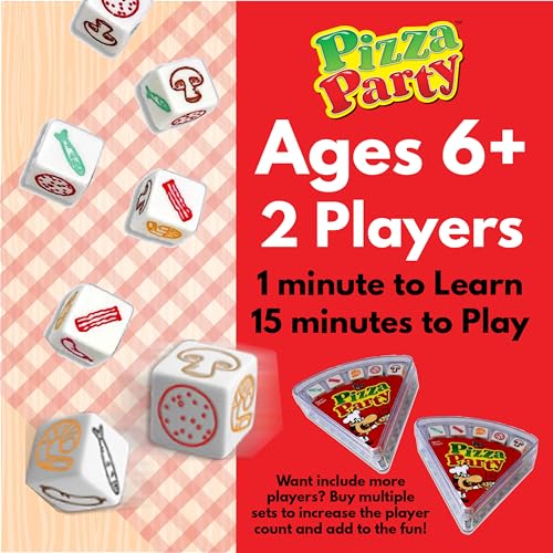 University Games, Pizza Party Dice Game, Dice Game for Kids and Families, Ages 6+