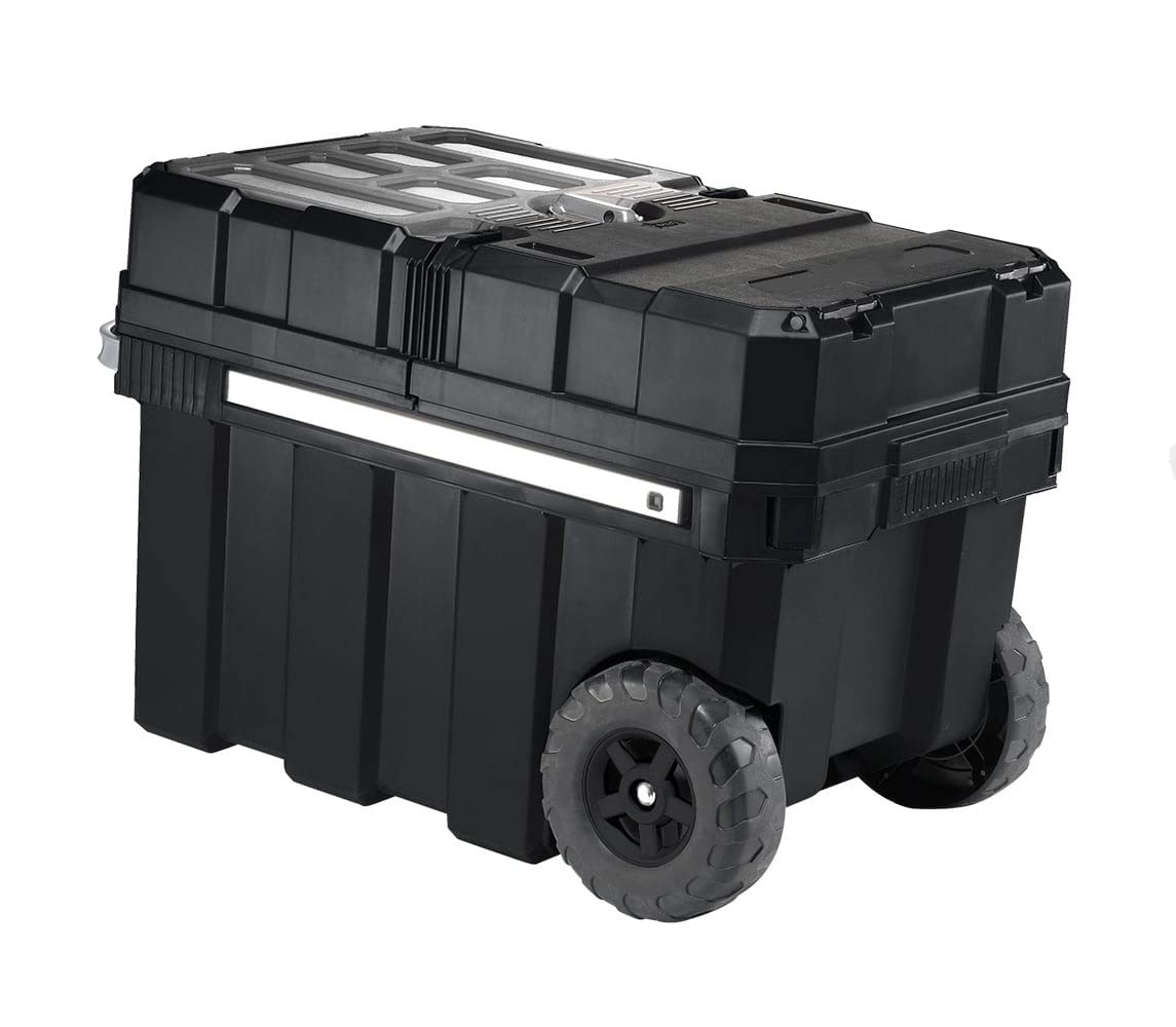 WILADU 24in Rolling Tool Box, Portable Black Resin Toolbox
