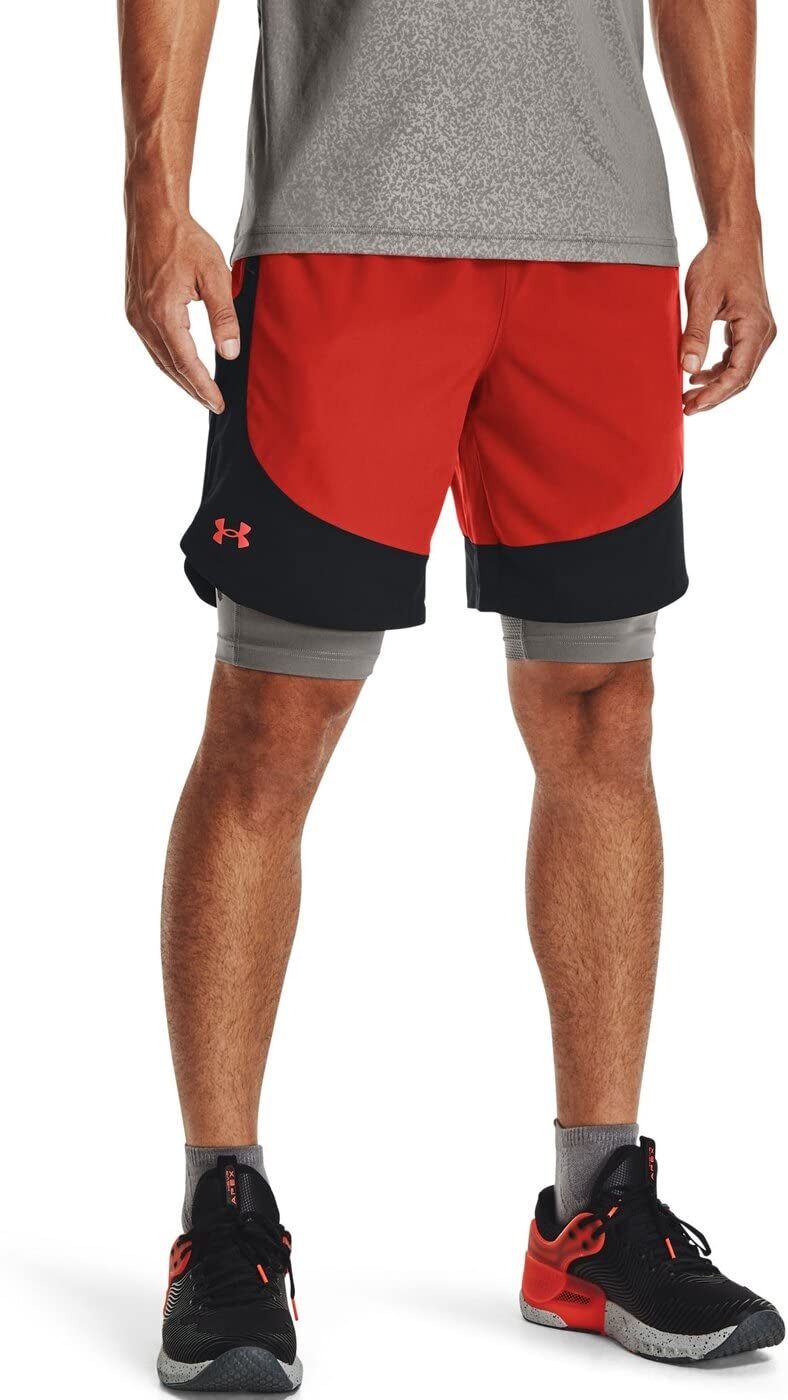Under Armour Men's HIIT Woven Colorblock Shorts, Radiant Red (839)/Phoenix Fire, X-Large