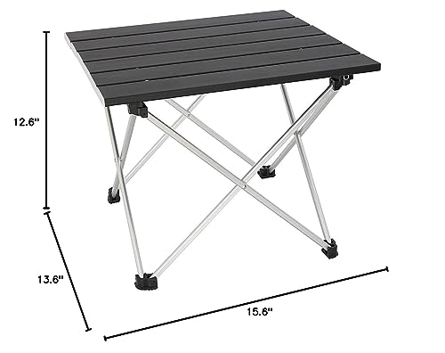 Sutekus Folding Table Camping Side Tables with Aluminum Table Top and Carry Bag (Black)