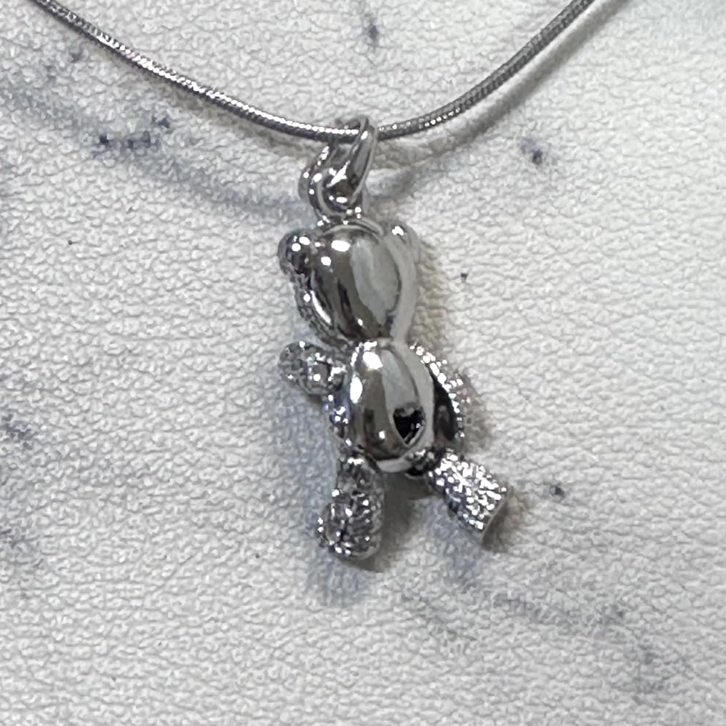 Spinningdaisy Cuddly Crystal Moveable Teddy Bear Necklace Gold