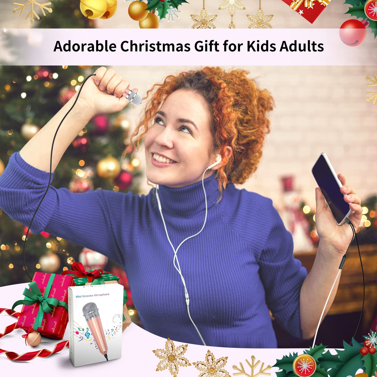 USB C Mini Karaoke Microphone for Android Phone, Laptop Small ASMR Microphone for Voice Video Recording Singing, Vlogging, Podcasting YouTube(Silver*1)