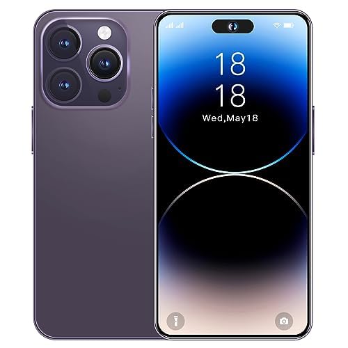 WV LeisureMaster A14pro Max Unlocked Phone, 6+256GB Android 13.0 Smartphone, 6.82-inch HD Screen, Dual SIM, Dual Standby, 6000 mAh Battery, 64MP Camera, 2796 * 1290 Resolution 5g Phone（Purple）