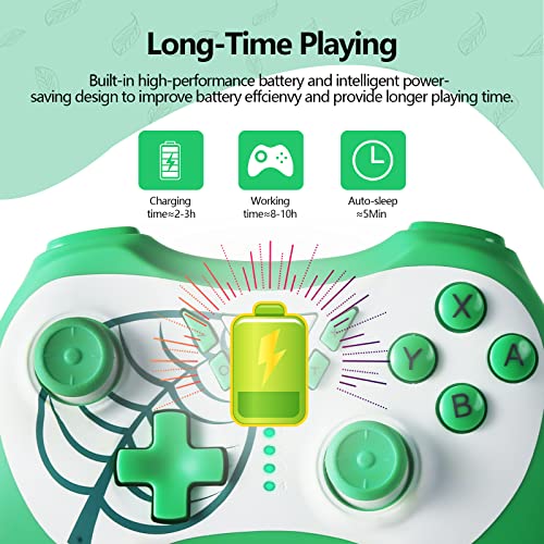 Wireless Controller for Nintendo Switch and Switch Lite, Cute Game Controller with New Leaf Crossing Carrying Case, Bluetooth Game Controller with Joystick, Wake-up Console,Adjustable Turbo Vibration