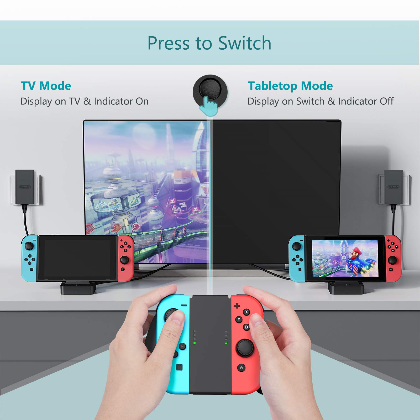 Vivefox Switch TV Dock, Vivefox Aluminum Portable Switch Docking Station HDMI TV Adapter Switch Charging Dock Replacement Compatible with Nintendo Switch Charge and Play Kit