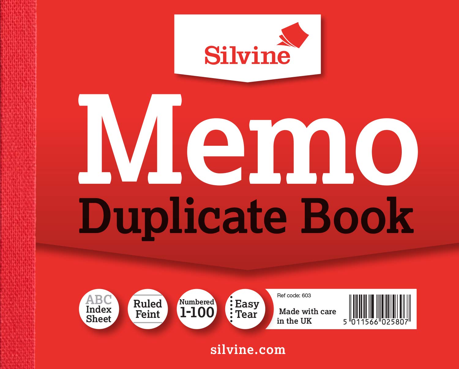 Silvine Duplicate Memo Book - Numbered 1-100 with index sheet (102 x 127mm)