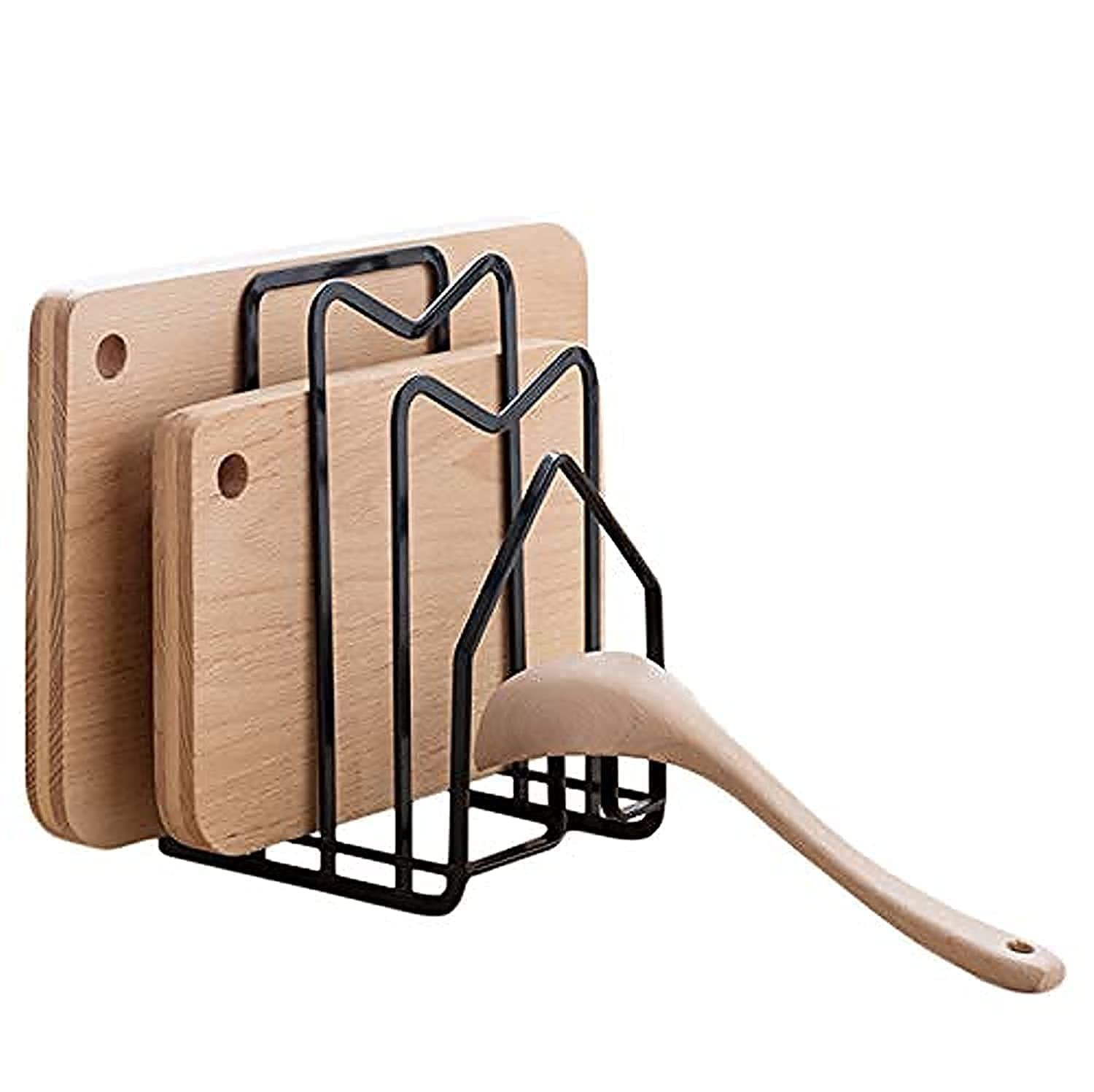 YURINJEE Carbon Steel Cutting Board Rack, Black, 5.7"Lx4.92"Wx8.46"H, Rust Resistant