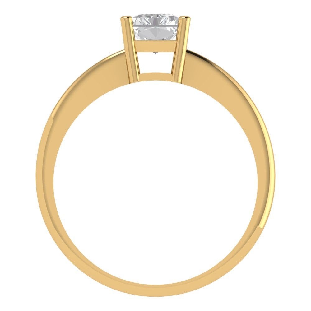 Yellow 14k Solid Gold Solitaire anniversary Engagement Promise Bridal Ring - 1 Ct Radiant Cut Clear Simulated Diamond Sz 7