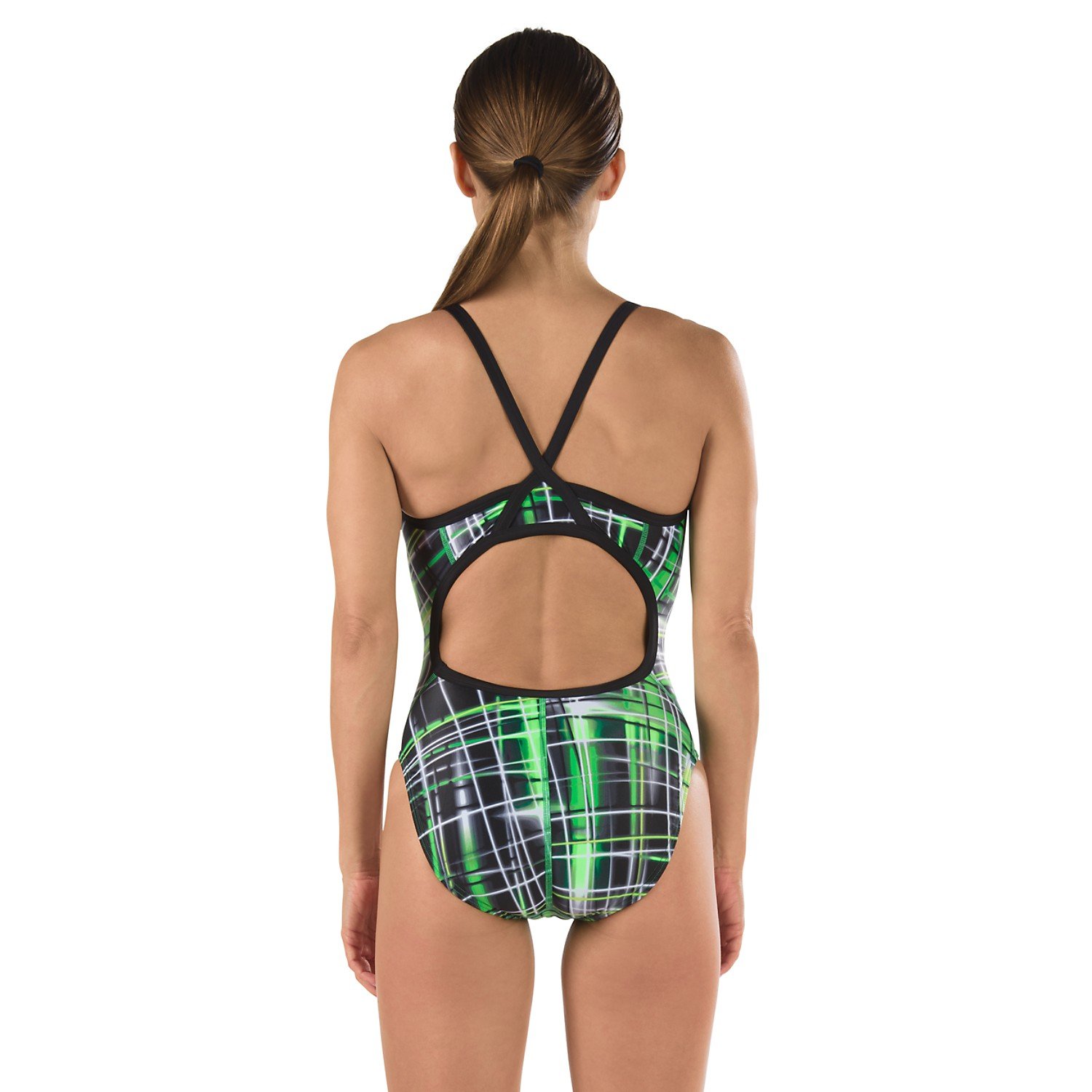 Speedo Women's Swimsuit One Piece PowerFlex Flyback Striped Adult Team Colors - Discontinued