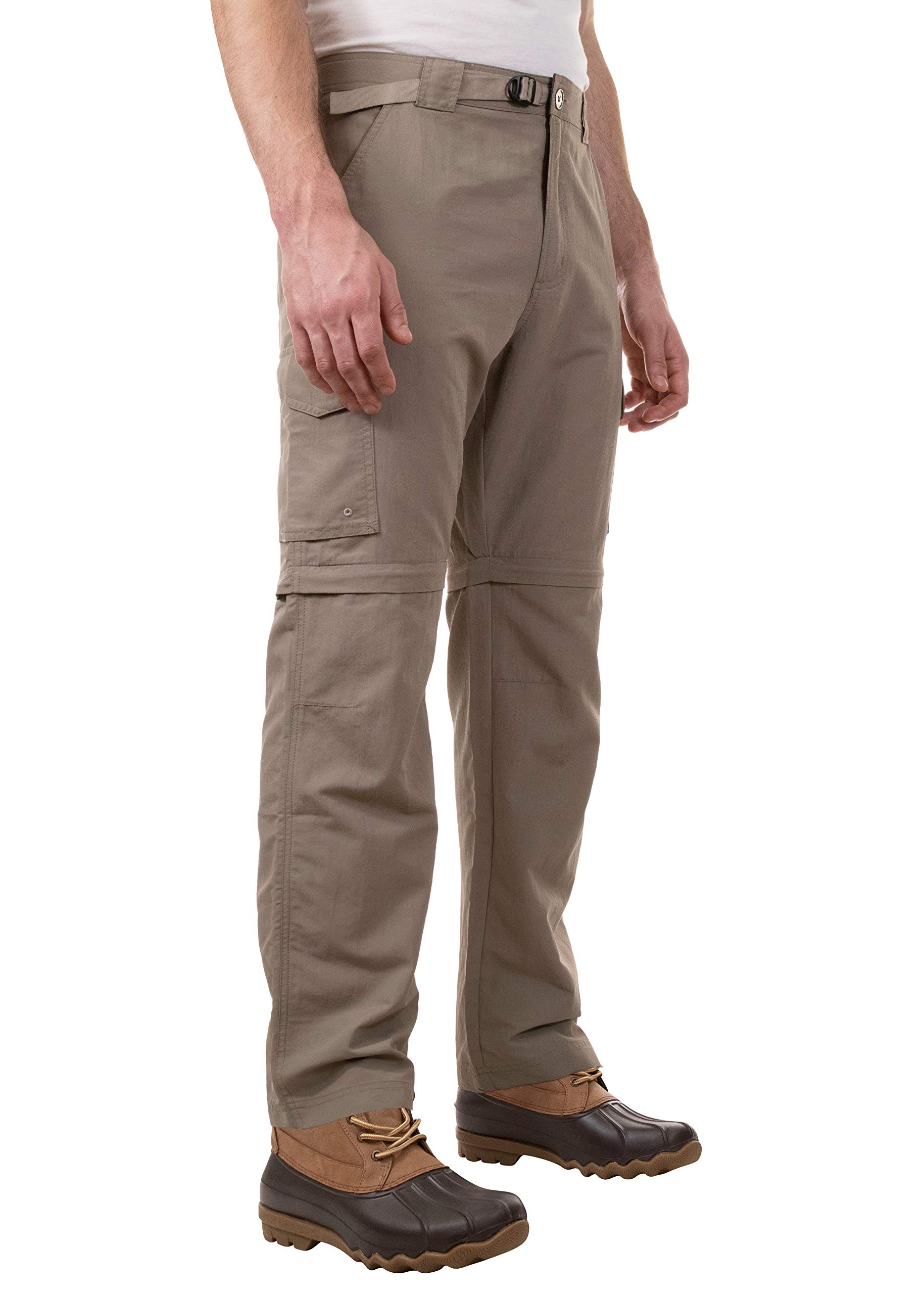 Swiss Alps Mens UPF 30+ Sun Protection Multi Pocket Convertible Pants, Khaki, 32/32