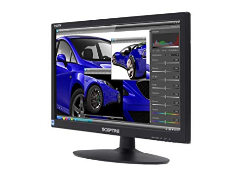Sceptre 20" 75Hz LED Monitor HDMI VGA Build-in Speakers, Brushed Black 2019 (E205W-16003S)