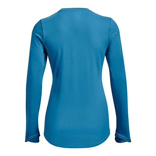 Under Armour Women's Cozy Crew Long Sleeve Crew Neck T-Shirt, Radar Blue (422)/White, Medium