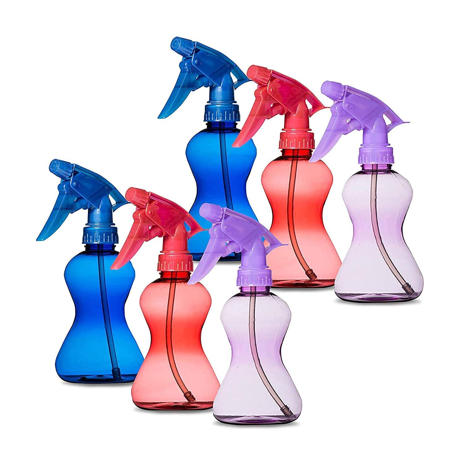 Water Spray Bottles for Hair - 10 Oz Empty Spray Bottles for Cleaning β 6 Pack Mini Squirt Bottles - Small Spray Bottles Mist Sprayer - Plastic Spray bottles for Cleaning 2 Blue, 2 Red, and 2 Purple