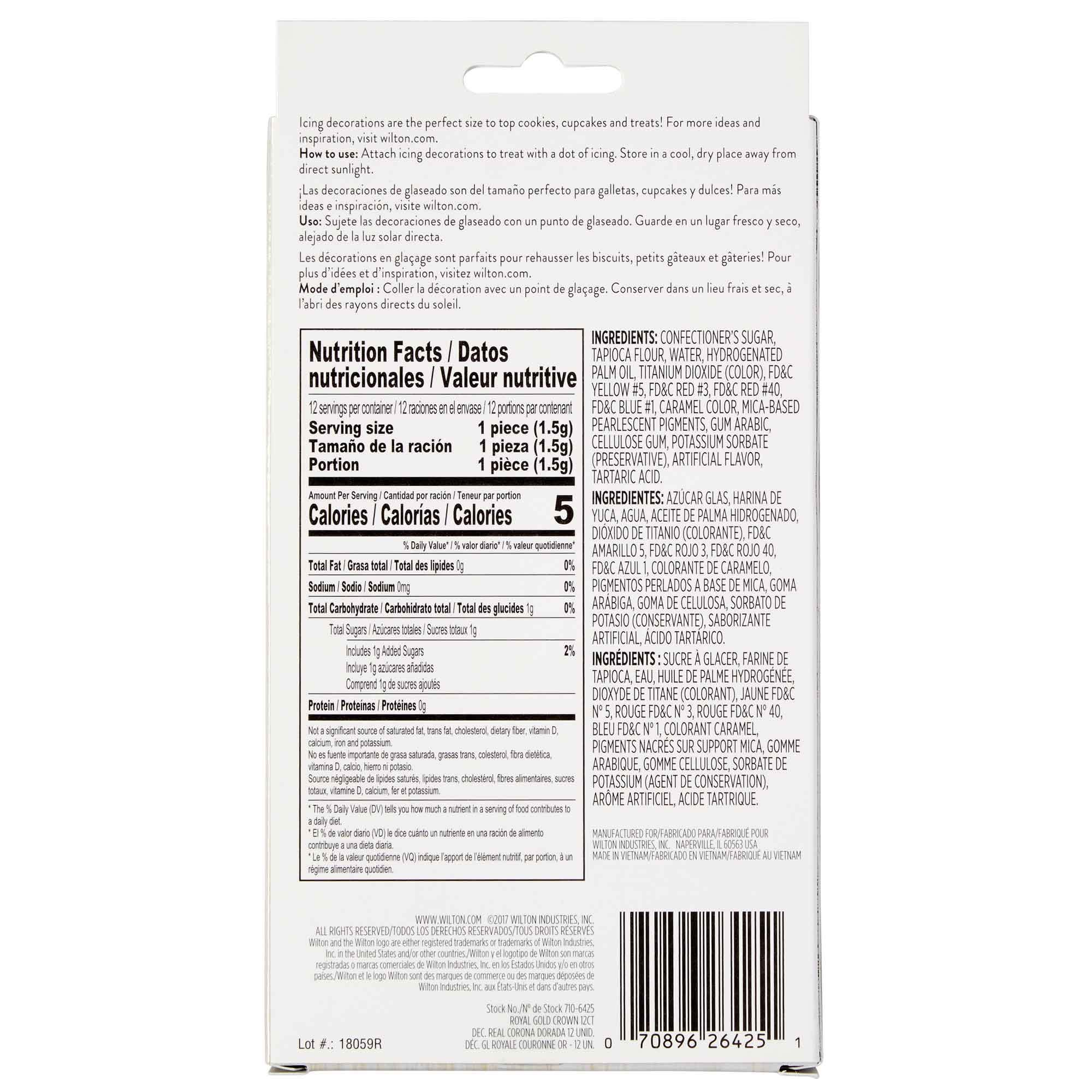 Wilton Icing Crowns - Silver & Gold Package of 12 approx 3/4"