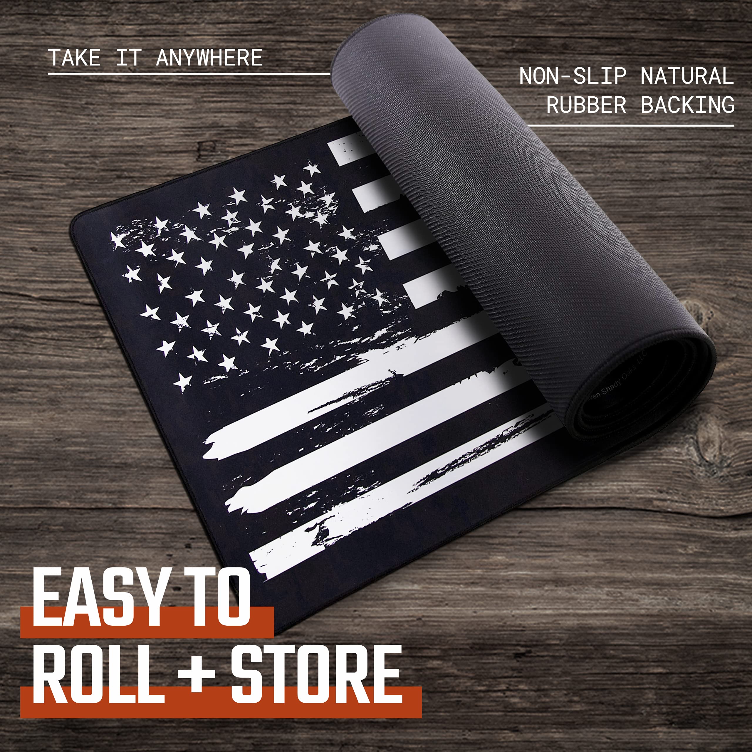 Ultimate Rifle Build Gun Cleaning Mat - Non-Slip Pad with Distressed US Flag Design for Gun Cleaning Supplies- Large (28x16β)