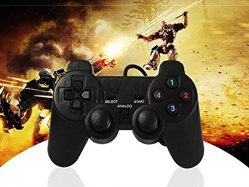 SQDeal 2 Pack USB Joystick Gamepad Gaming Pad Wired Controller with Double Vibration Feedback Motors for PC Computer Laptop Window (Black)