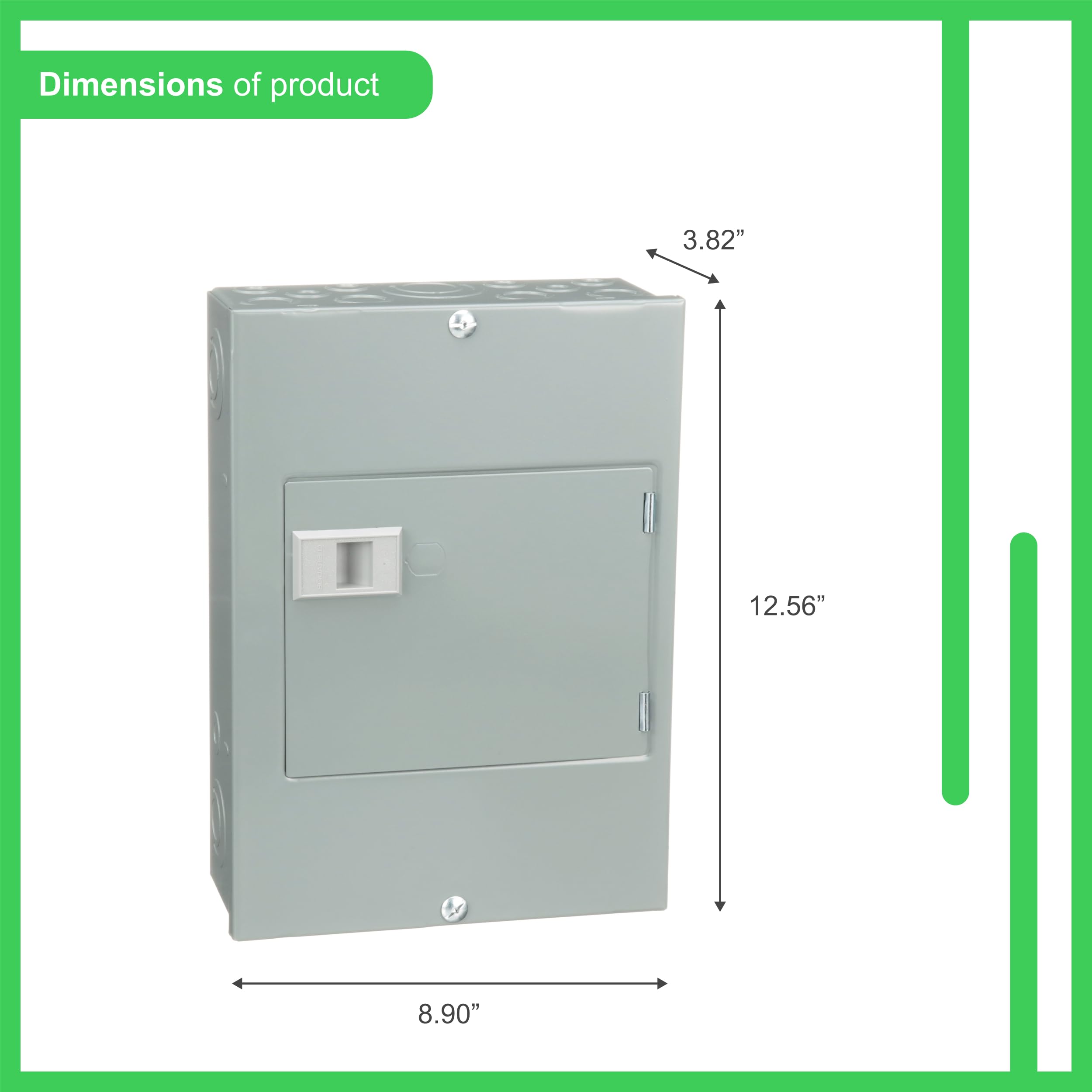 Square D - QO612L100DS QO 100-Amp 6-Space 12-Circuit Indoor Main Lugs Load Center with Surface Mount Cover, Gray