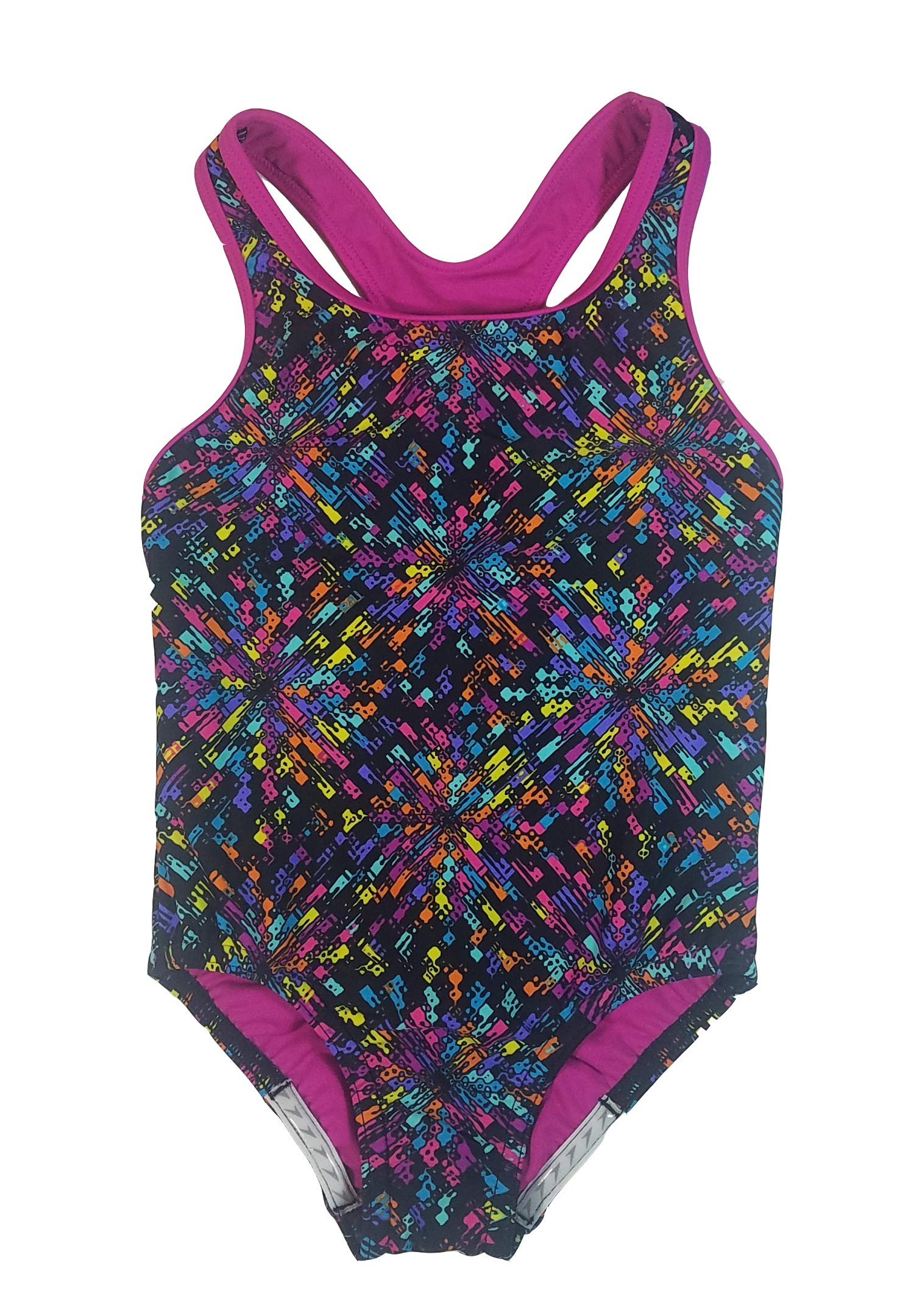 Speedo Big Girls' Youth Solid Splice Cross-Back One-Piece Swimsuit (Multicolor, 14)