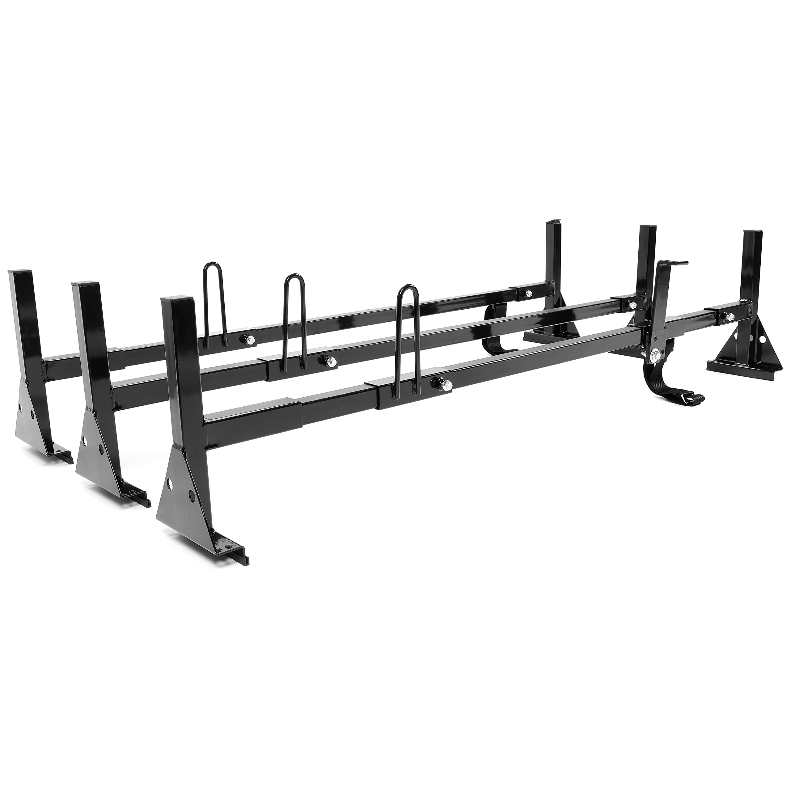 Universal Van Ladder Rack Full-Size Roof Rack Steel Cross Members Compatible with Chevrolet Express Ford E-Series GMC Savana 3 Bars