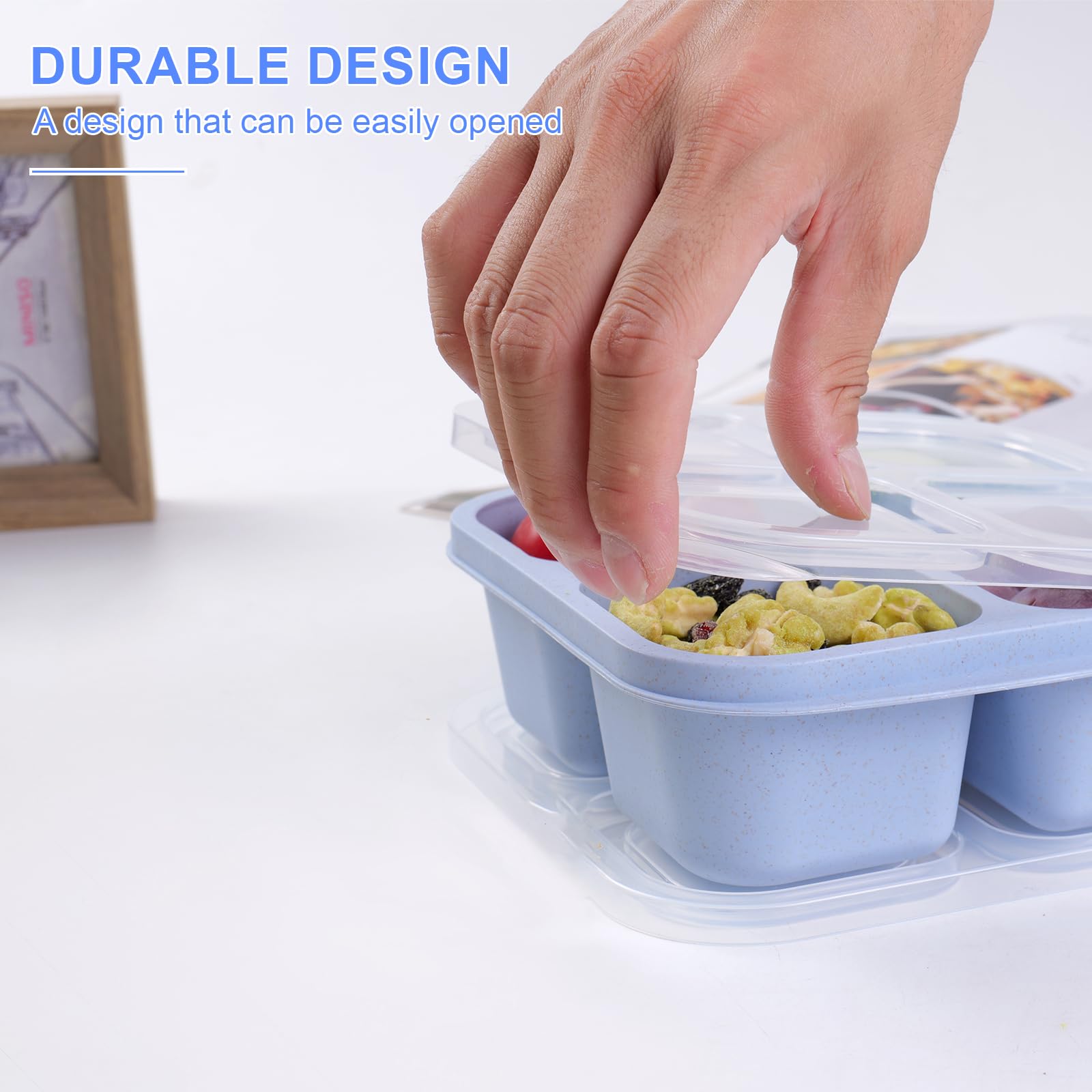 Yiows Lunch Containers, 4 Pack Snack Containers for Kids, Bento Lunch Box Meal Prep Containers Reusable for Kids and Adults, Food Storage Containers For School, Work, Travel(Wheat)