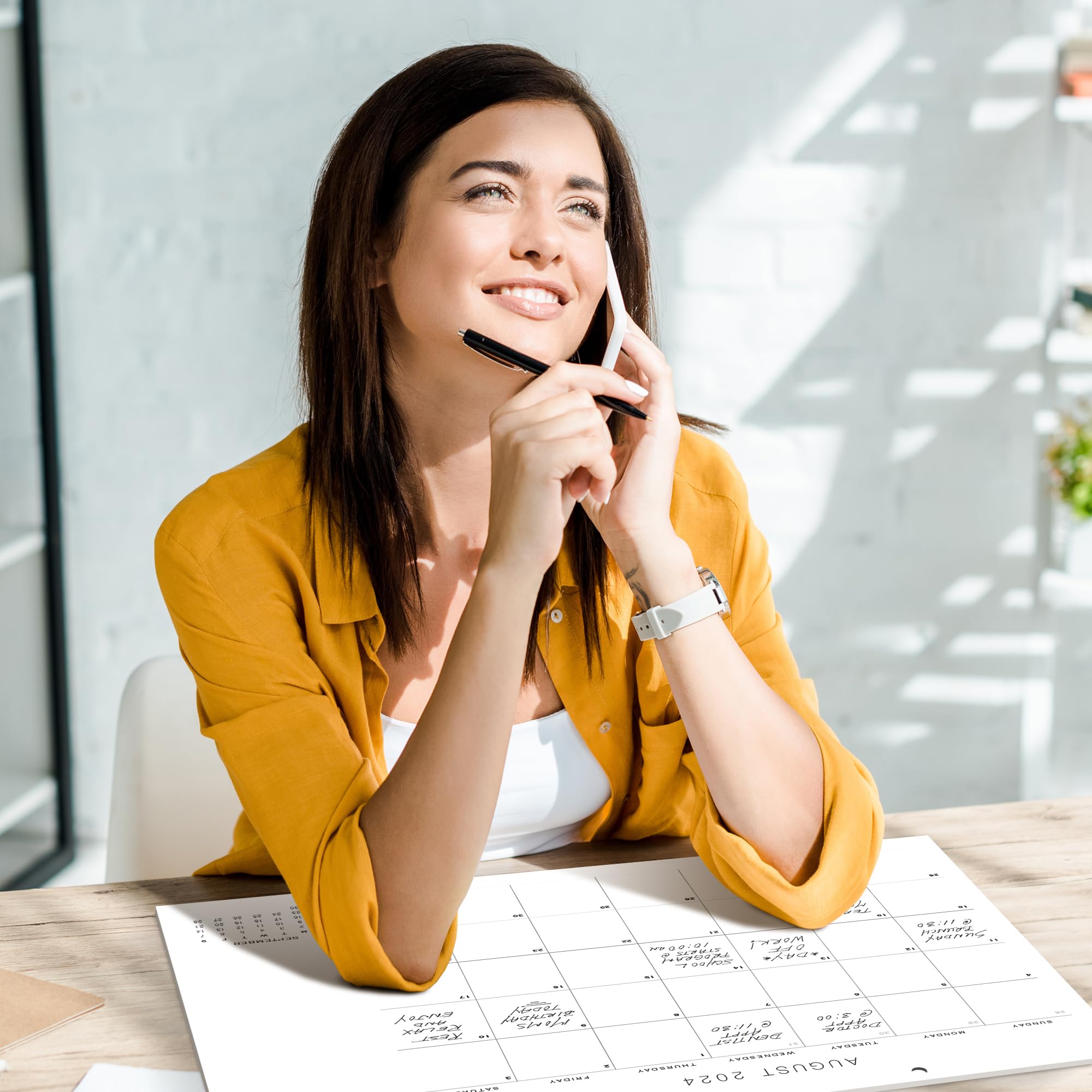 Simplified 2024 Desk Calendar - Runs From June 2023 Until December 2024 - Minimalistic Office Desktop/Wall Calendar 17"x11" for Easy Organizing