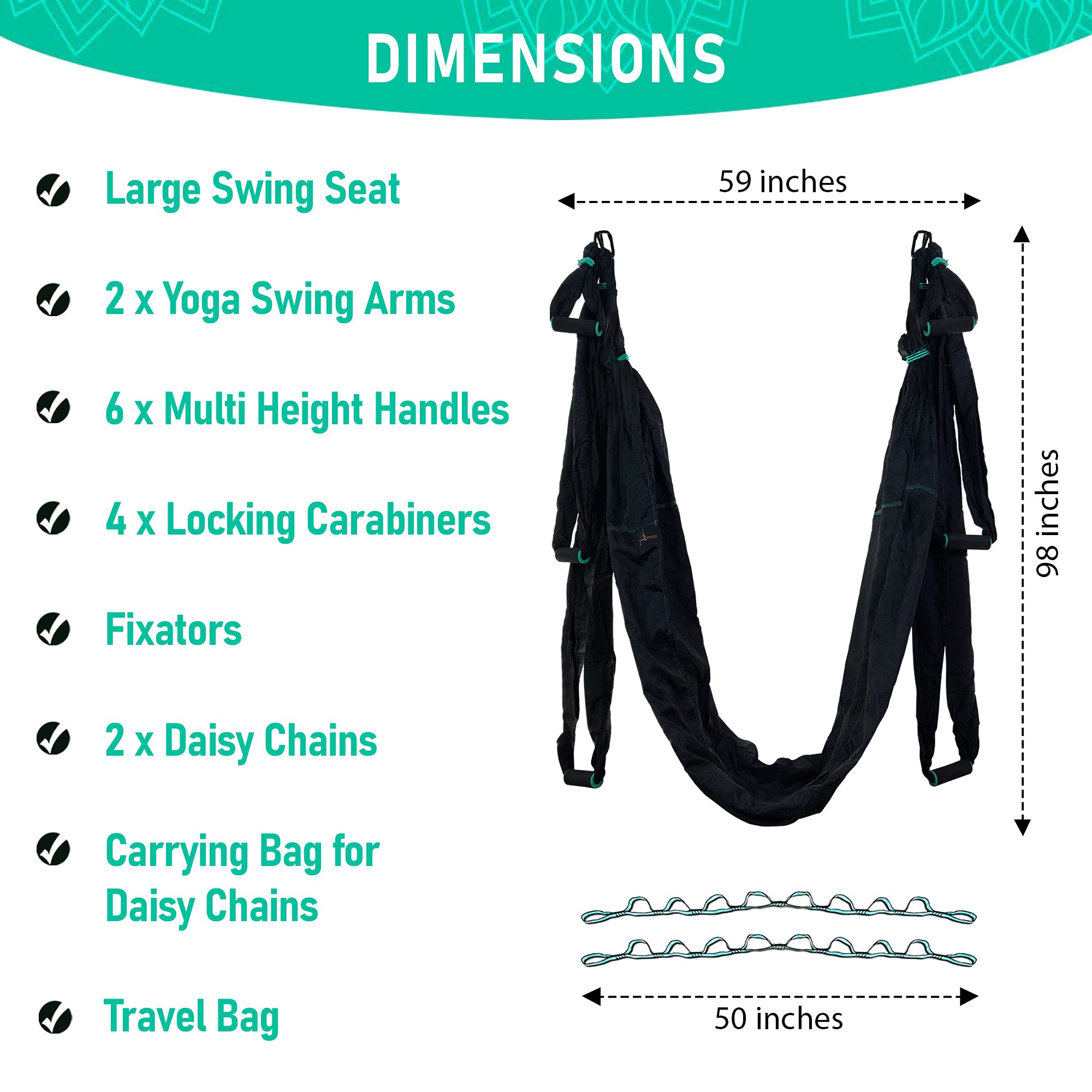 YOGA SWING PRO Premium Aerial Hammock Anti Gravity Yoga Swing Kit - Acrobat Flying Sling Set for Indoor and Outdoor Inversion Therapy