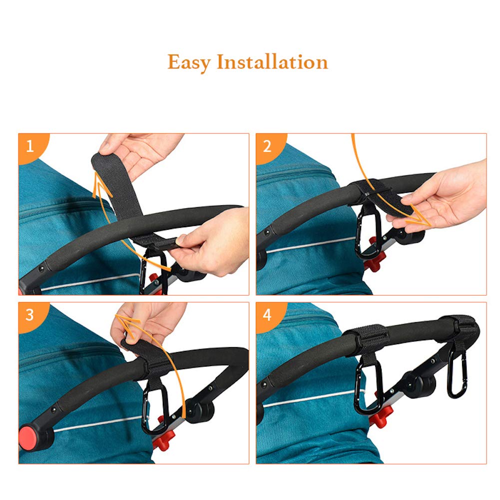 Stroller Hooks Clips for Diaper Bags,Non-Slip Durable Luggage Hook to Hang Your Shopping & Bags Safely on Your Buggy (2 Pack)