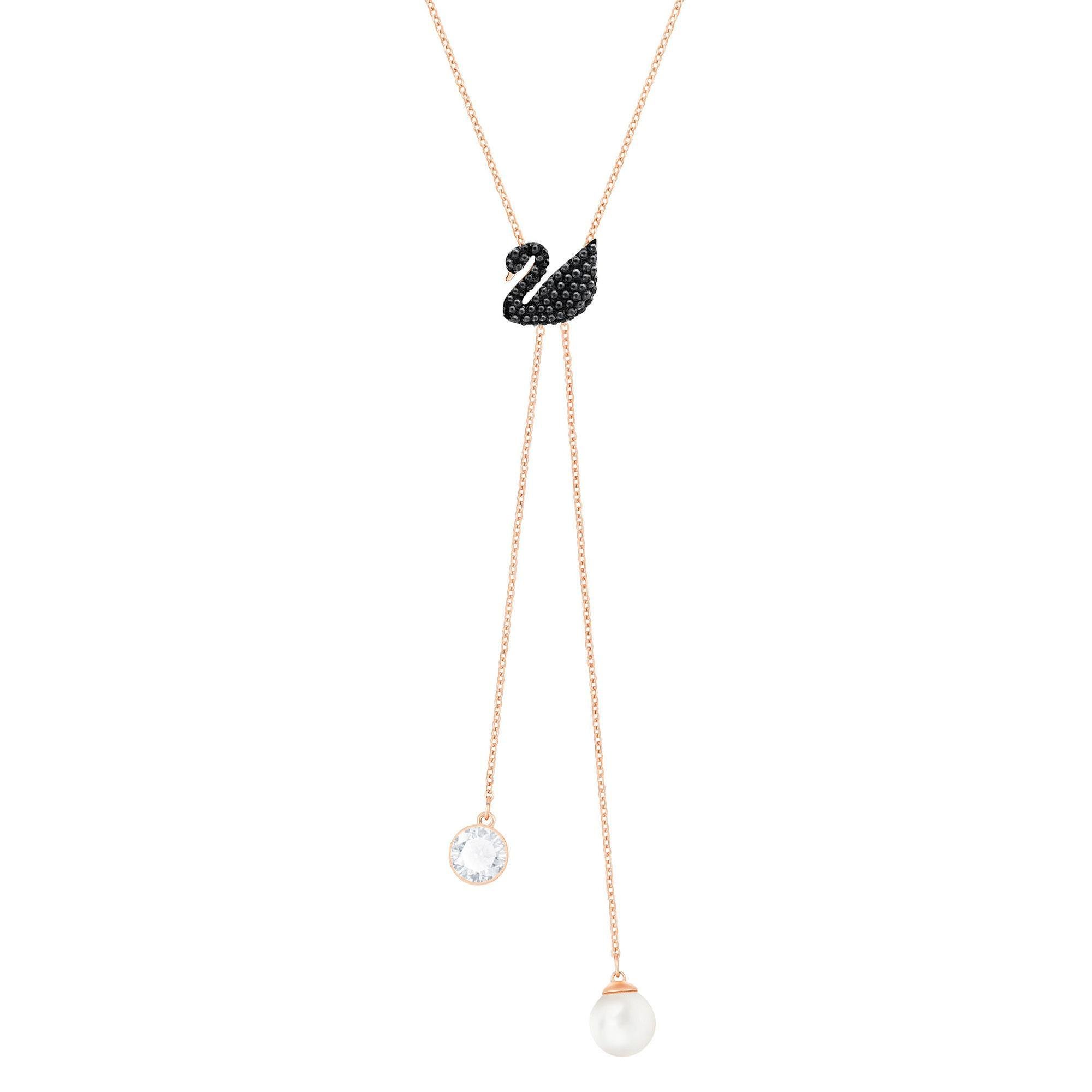 SWAROVSKI Iconic Swan Rose Gold Double Y Necklace