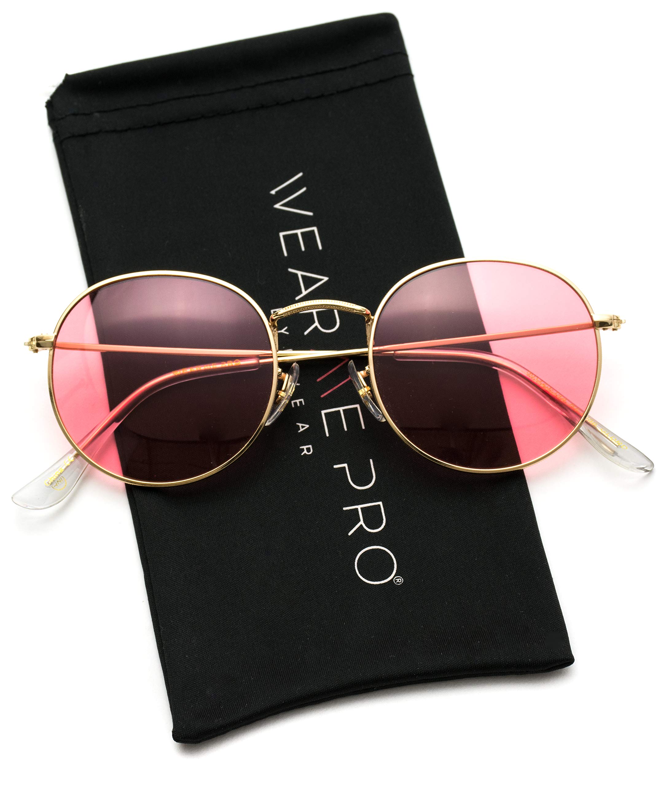 WearMe Pro - Polarized Round Retro Tinted Lens Metal Frame Sunglasses