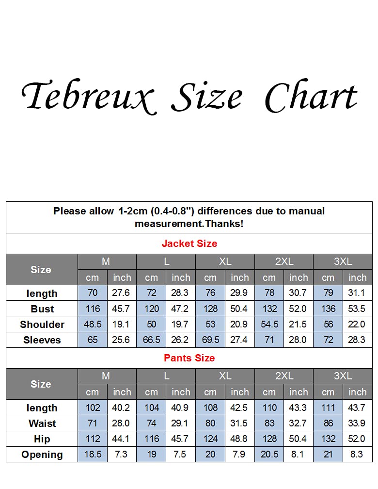Tebreux Men's Sports Tracksuit Sweatsuit Casual Sweatpants Full-Zip Running Jogging Set (XL, White)