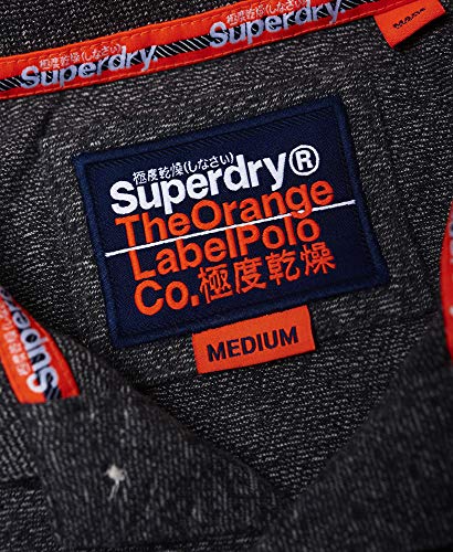 Superdry Mens Orange Label Jersey Polo Shirt Volcanic Black Feeder Size XXL