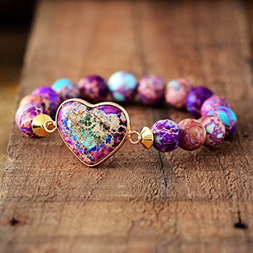 ZOSOJONA Women Wrap Bracelet Boho Natural Jasper Crystal Stone Beads Strand Bracelets (Imperial Jasper)
