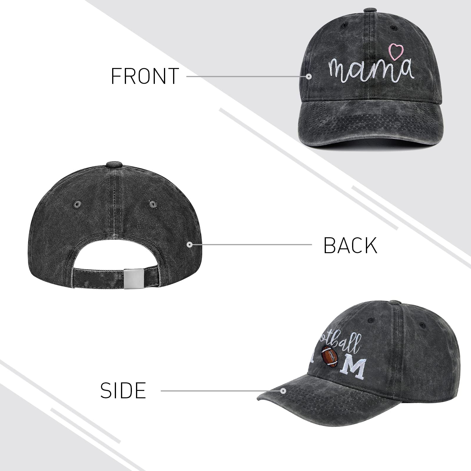 Viezrrle Men Women Embroidered Baseball Hat, Washed Cotton Dad Cap with Adjustable Metal Buckle, Vintage Trucker Hat(mama)